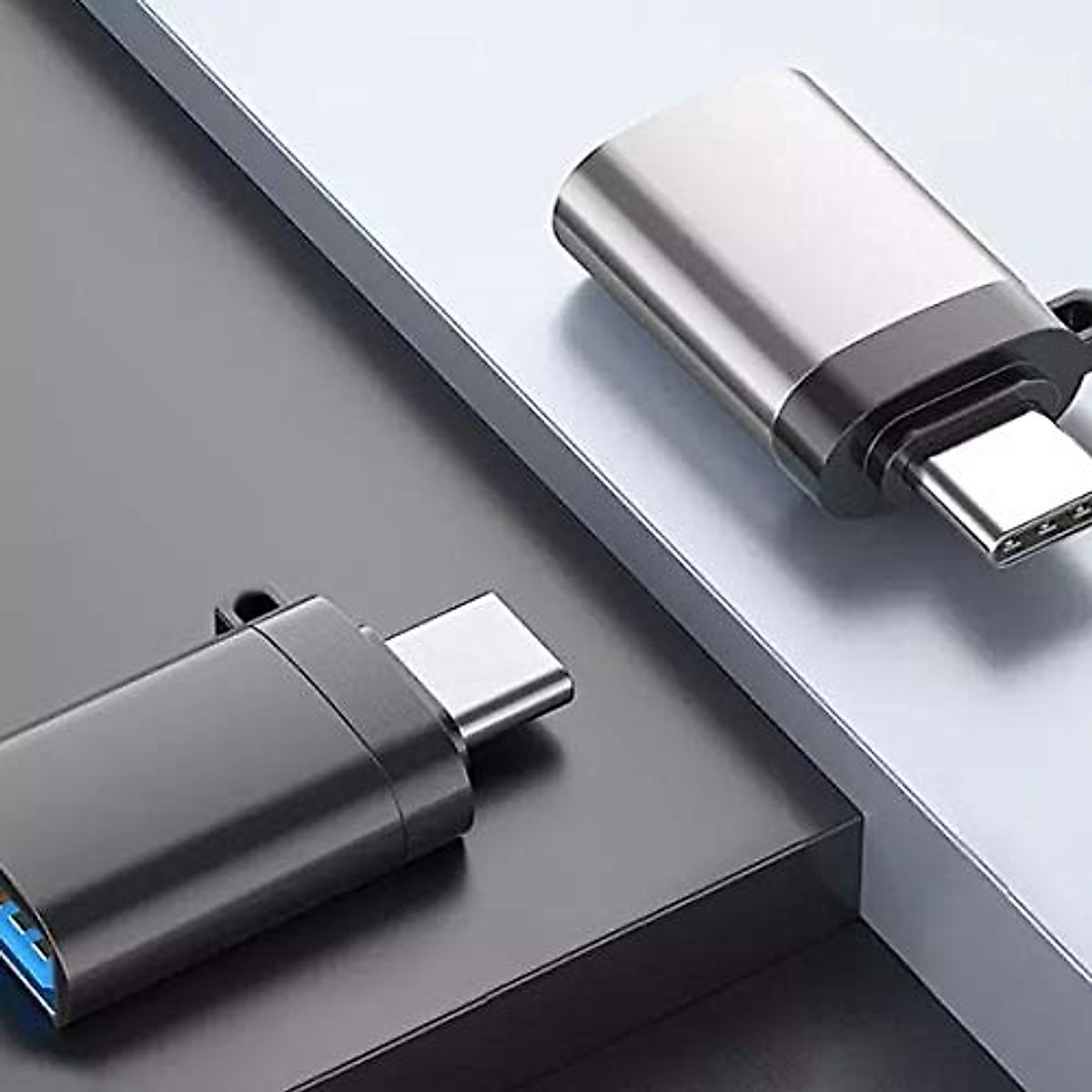BoxWave Cable Compatible with Kodak Slide N Scan - USB-C to A PortChanger (2-Pack), USB Type-C OTG USB Portable Keychain - Slate Black