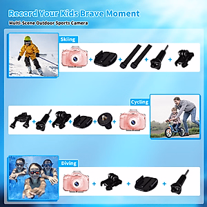 OZMI Kids Waterproof Selfie Camera for Girls, Christmas Birthday Gift for Girls 3 4 5 6 7 8 9 Years Old, Toddler Underwater Sports Camera HD Children Digital Camera 2 Inch Screen with 32GB Card, Pink
