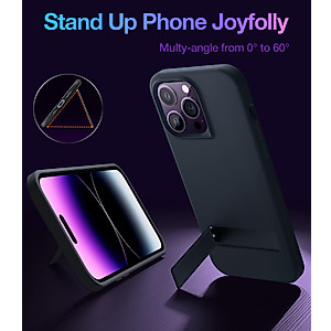 TORRAS Designed for iPhone 14 Pro Max Case with Stand, [10FT Military Grade Drop Protection] [3 Stand Ways Kickstand] Slim Soft-Touch Silicone Anti-Scratch for iPhone 14 Pro Max Phone Case, Black