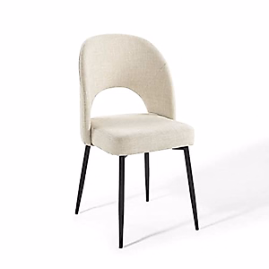 Modway Rouse Upholstered Fabric Dining Side Chair, Black Beige 23 x 19.5 x 33.5
