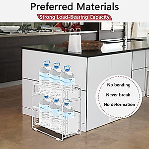 PIGTAB Under Sink Organizers and Storage - Pull Out Under Cabinet Organizer for Bathroom, Kitchen, 2 Tier Metal Shelf Basket Holds up to 150lbs for Kitchen Bathroom Cabinet or Pantry