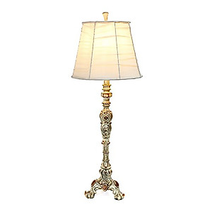 Elegant Designs LT3301-CRM Antique Style Buffet Table Lamp with Cream Ruched Shade