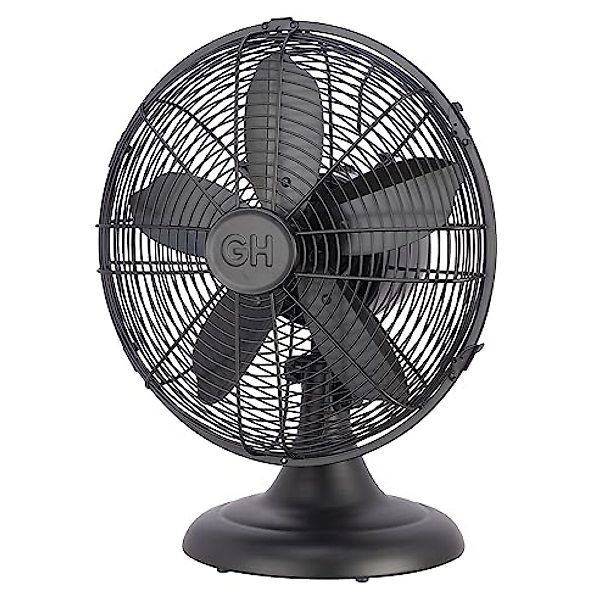 Good Housekeeping 92603 12" Retro Table Fan in Matte Black