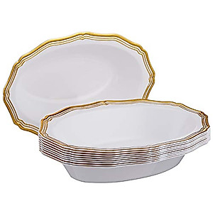 Elegant Aristocrat Collection White/Gold Dessert Bowls (Pack of 10) - Unmatched Quality - Perfect for Dinner Parties & Special Occasions