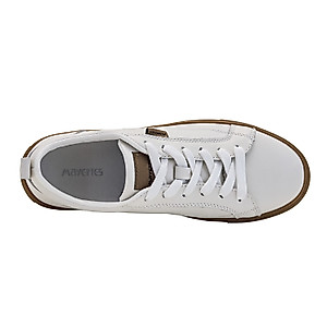 mayertes Women's Lace-up Oxfords Flats Walking Shoes Casual Sneakers PU Leather Soft Bottom Walking Running Shoes Size 7.5 White