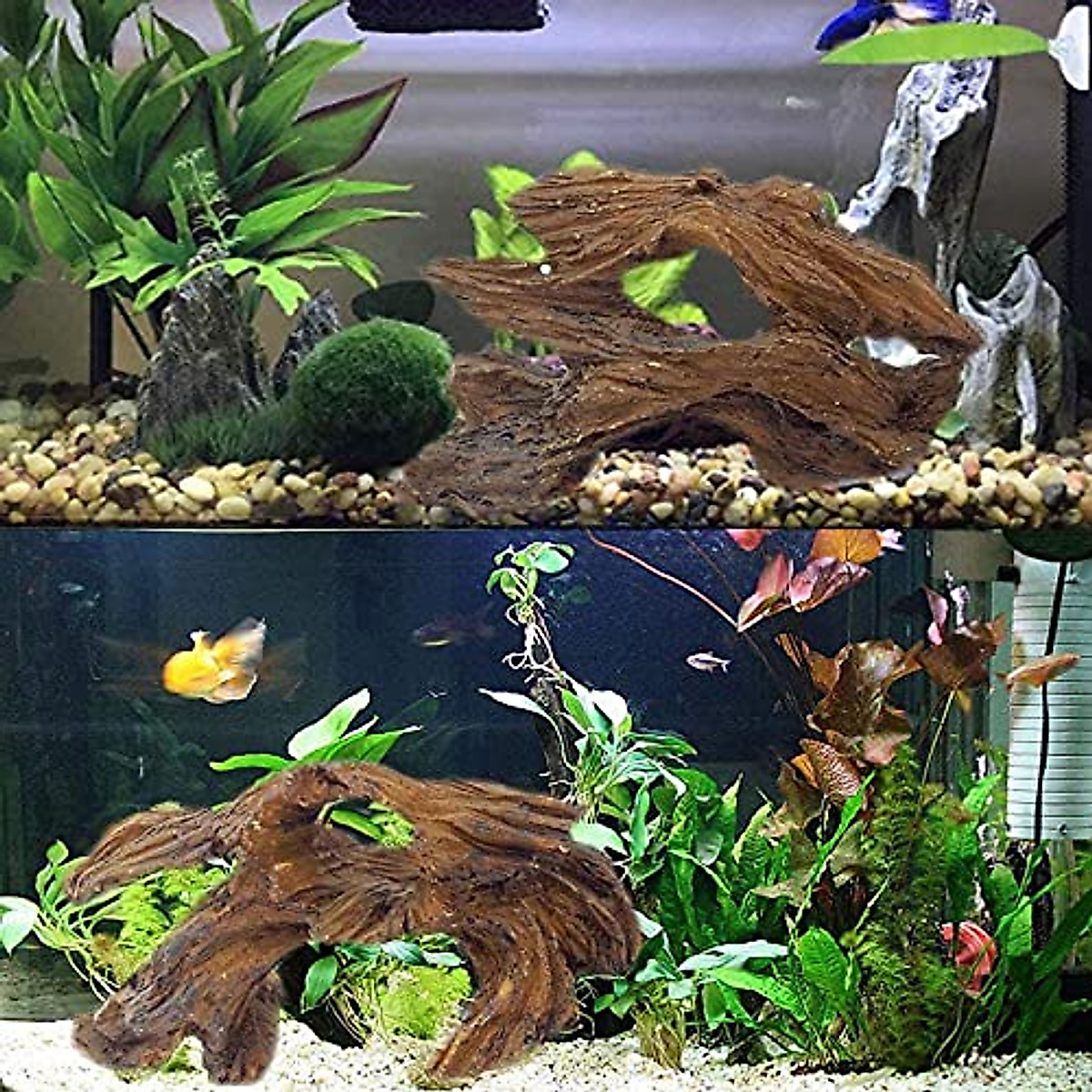 Tfwadmx 4 Pcs Aquarium Resin Driftwood Decoration Log Fish Tank Cave Hideout Wood Decor Freshwater Betta Ornament Aquarium Decorations