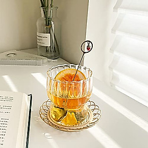 2 Pcs Ripple Drinking Glasses Set - 8.8 oz Modern Kitchen Vintage Wavy Drinking Glasses- Unique Origami Ribbed Glassware For Weddings, Cocktails, Glass Cup Coffee Mug (Ripple)