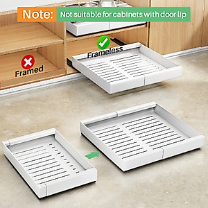 Pull out Cabinet Organizers, Expandable(11.7"-19.7")no Drill Slide out Drawer for Kitchen Cabinets,Heavy Duty Adjustable Adhesive Peel and Stick Roll out Under Sink Shelves for Home Bathroom Storage