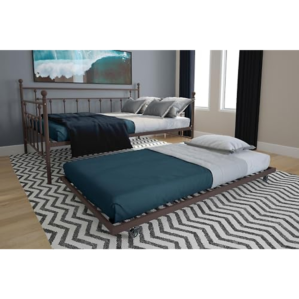 DHP Manila Metal Full Size Daybed and Twin Size Trundle (Bronze)