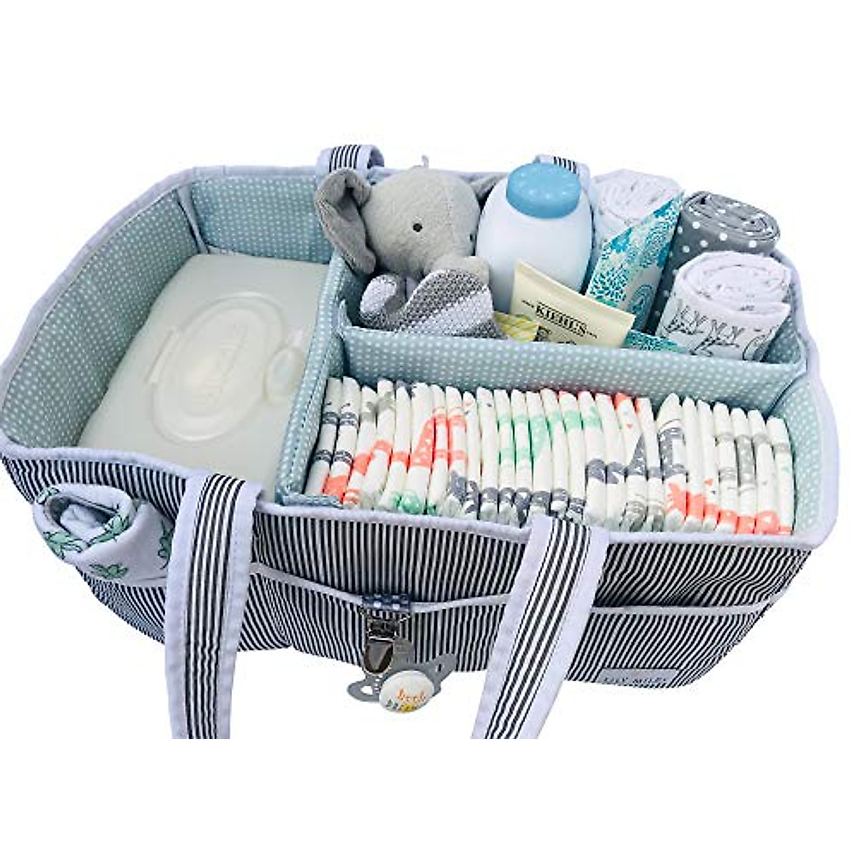 Lily Miles Baby Diaper Caddy - Large Organizer Tote Bag for Infant Boy or Girl - Baby Shower Basket - Nursery Must Haves - Registry Favorites - Collapsible Newborn Caddie Car Travel