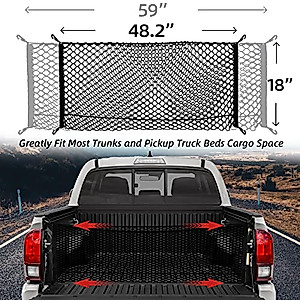 KARCOCA Cargo Net for Pickup Truck Bed - Truck Bed Net for Trunk Organizers and Storage Additional with 4 Metal Carabiner Buckles - Cargo Net for Truck Bed Silverdo, Ford F150,GMC