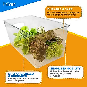 Refrigerator Organizers and Storage Containers - Efficient Kitchen Fridge Organization - Reusable Fridge Organizer Bins - Clear Refrigerator Storage Bins - 5.2’’ W x 9.3" L x 4.2" H (2 Pack)