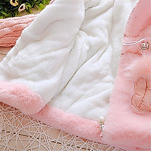 MQQUFF Baby Girls Infant Winter Knited Fur Outerwear Coats Snowsuit Clothing Jackets (US, Age, 18 Months, 24 Months, Pink)