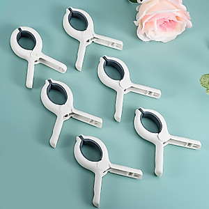 PLMMOUT 12 Pack Beach Towel Clips,Beach Chair Towel Clips for Chairs Cruise,Beach Chair Clips for Towels,Large Plastic Clothespins Heavy Duty,Beach Towel Clamps for Pool Chairs,Strong Grip (White)