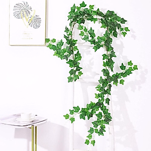 ZUGJAM 83 Ft (12pcs) Artificial Greenery Fake Ivy Leaves Hanging Vine Plant Garland for Garden Wedding Party Home Wall Decoration