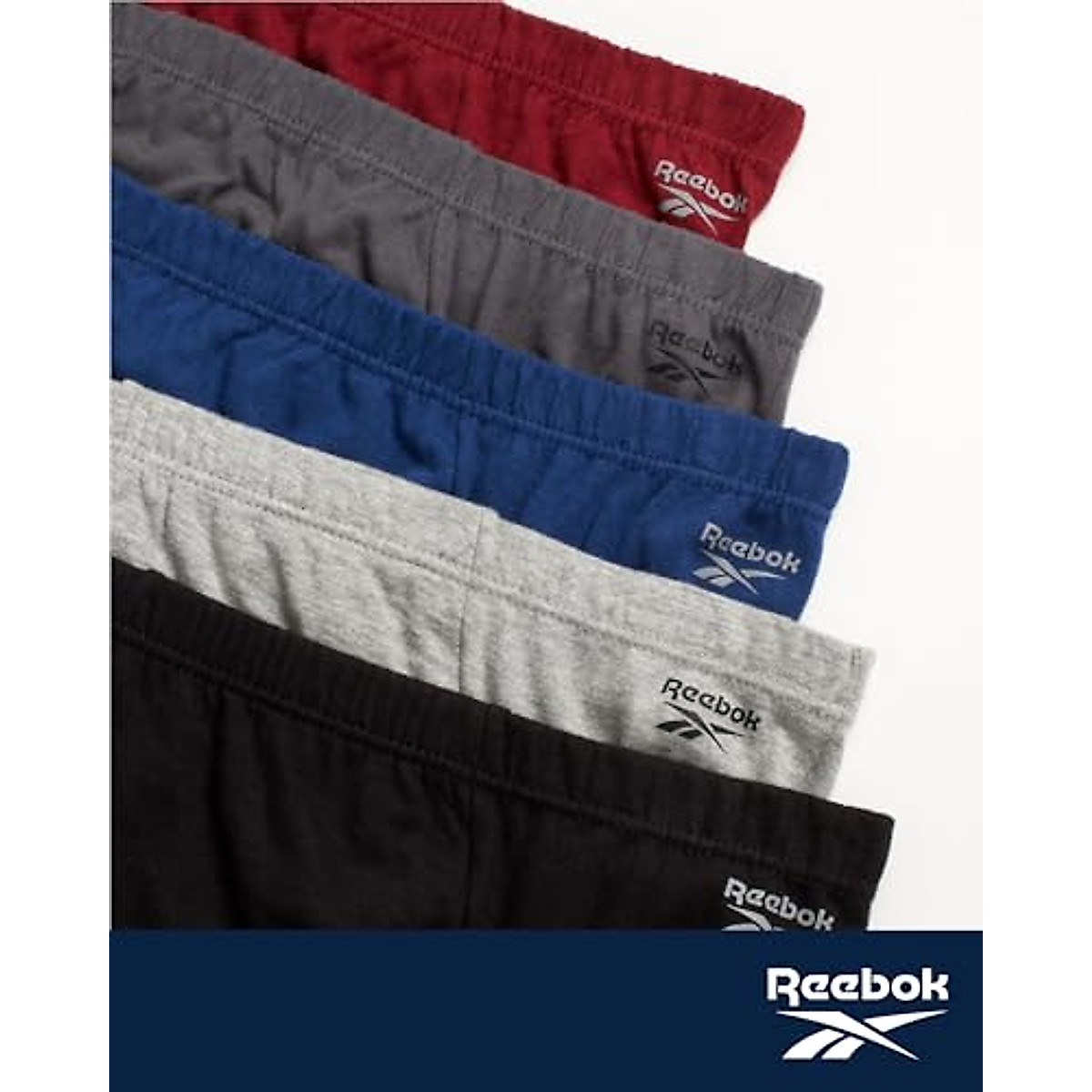 Reebok Low Rise Mens Briefs - 5 Pack Soft Cotton Mens Underwear with Supportive Contour Pouch - Supportive Fit for Everyday Wear, Medium, Burgundy/Charcoal/Blue/Light Grey/Black