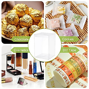 BENECREAT 10pcs Clear Favor Box 4x4x6 Inches Plastic Gift Packing Box for Candy Choclate and Dessert, Baby Shower Party Treats, Valentine Festival Gift Packaging