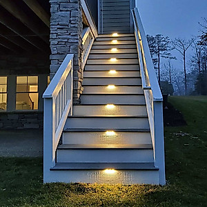 DenicMic 16 Pack Fence Post Solar Lights for Patio Pool Stairs Step and Pathway, Weatherproof LED Deck Lights Solar Powered Outdoor Lights (Warm White)