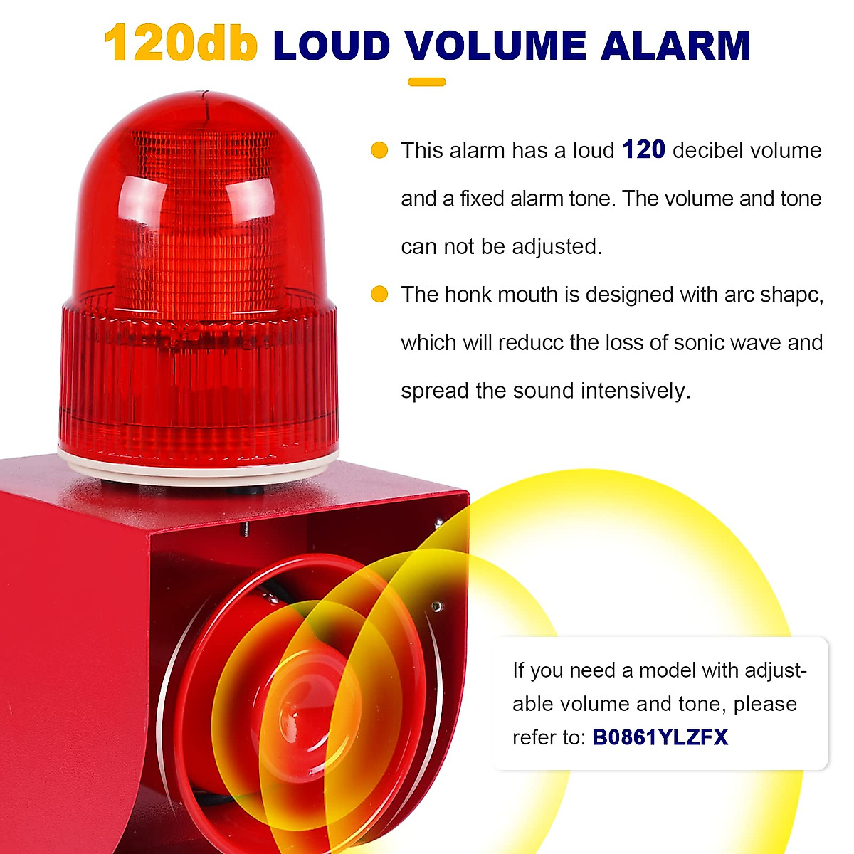 Saladulce Industrial Siren Alarm Horn Strobe Loud Flashing Alarm Siren AC110V 120dB Outdoor Siren Safety Alarm Horn Indoor Warning Siren Light Emergency Waterproof
