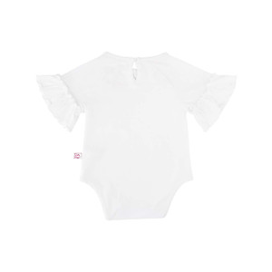 RuffleButts® Baby/Toddler Girls White Ruffle Sleeve Bodysuit - 18-24m