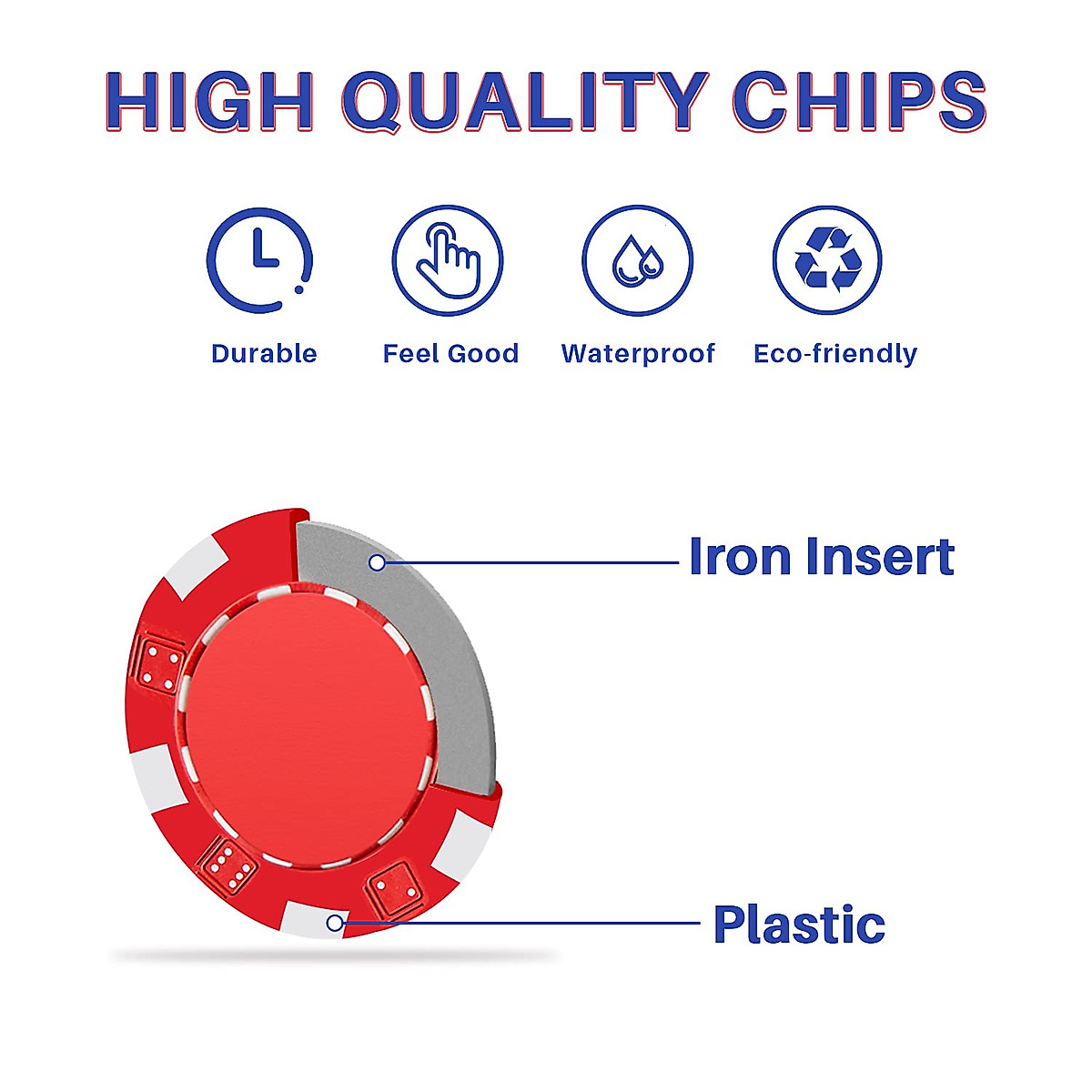 PLAYWUS Casino Poker Chip Set, 300 PCS Poker Chips with Aluminum Case,11.5 Gram Chip with Iron Insert for Texas Holdem Blackjack Gambling