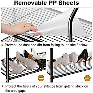 OSGP Heavy Duty Commercial Grade Clothing Garment Rack, 2-Tier Entryway Metal Coat Rack and Shoe Bench Storage Stand with Single Rod and 4 Hooks for Home Office Bedroom Max Capacity 66.1lbs, Black