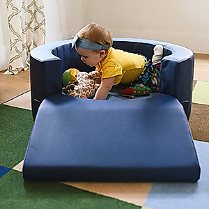 Factory Direct Partners 10422-NVPB SoftScape Lil Personal Space, Cozy and Safe Foam Retreat for Babies and Toddlers to Read, Snack, or Relax - Navy/Powder Blue