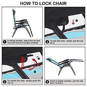 VICLLAX Oversized Padded Zero Gravity Chair XXL Folding Patio Lounge Recliner with Cup Holder for Outdoor Indoor, 350lbs Weight Capacity, Grey/Navy
