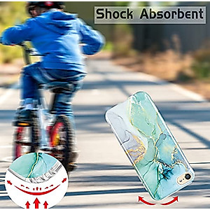 luolnh iPod Touch 7 Case,iPod Touch 6 Case,iPod Touch 5 Case,Gold Glitter Sparkle Marble Design Shockproof Soft Silicone TPU Bumper Cover Skin Case for iPod Touch 5th / 6th / 7th Gen(Abstract Mint)