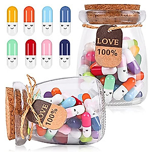 OctinPris 120pcs Capsule Message in Glass Bottle Gift, Capsule Letters Messages Cute Love Notes Pills for Boyfriend/Girlfriend in Birthday Valentines Christmas Anniversary Graduation Thanksgiving
