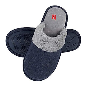 Hanes womens Superior Comfort Cotton on Scuff With Memory Foam and Anti-skid Sole Slipper, Navy, Medium US