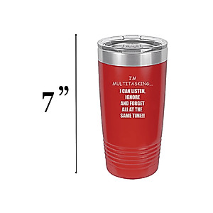 Rogue River Tactical Funny Sarcastic Office Work 20 Oz. Travel Tumbler Mug Cup w/Lid Vacuum Insulated Hot or Cold Multitasking (Red)