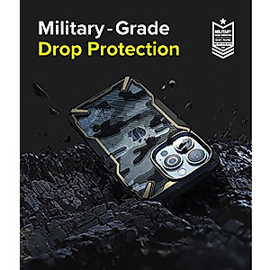 Ringke Fusion-X Compatible with iPhone 13 Pro Max Case, Camouflage Design Hard Back Heavy Duty Shockproof Advanced Protective TPU Bumper Phone Cover - Camo Black