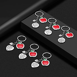 iJuqi Teacher Gifts for Women - 6PCS Teacher Keychain Teacher Appreciation Gifts, Thank You Gifts for Birthday Valentine's Day Christmas Gifts for Teachers