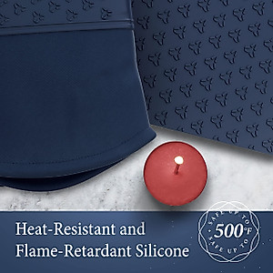 Cosy House Collection 4-Piece Oven Mitt & Pot Holder Set - 500°F Heat Resistant Trivet Cooking Gloves - Flexible, Durable & Comfortable Long-Lasting Silicone - Cooking, Baking & Grilling (Navy Blue)