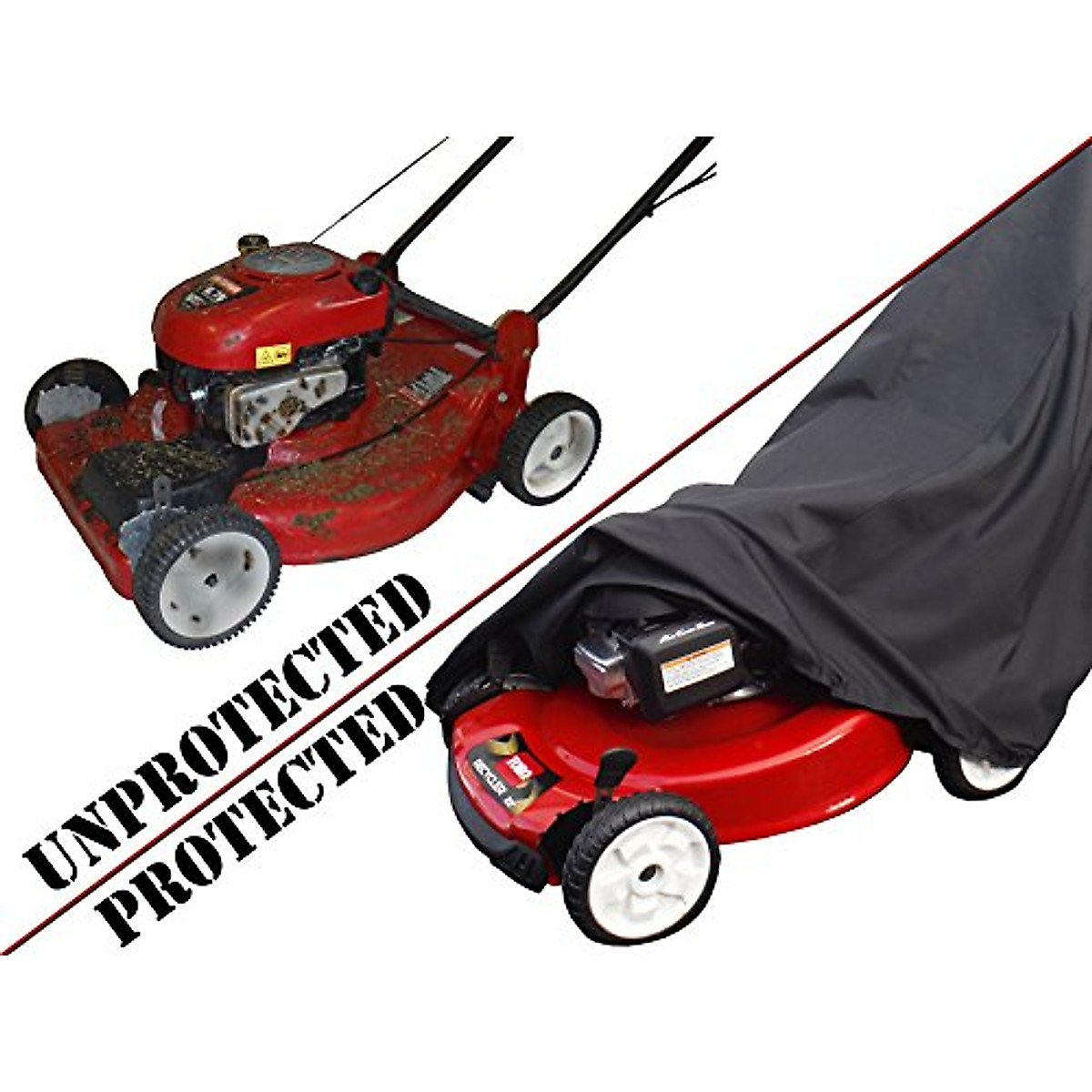 Lawn Mower Cover - Waterproof, Premium Heavy Duty - Manufacturer Guaranteed - Weather and UV Protected Covering for Push Mowers - Secure Draw String and Large Size for Universal Fit