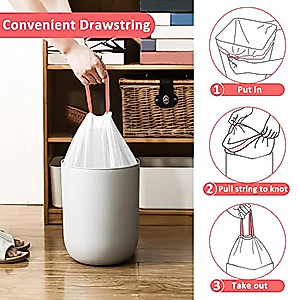 Small Trash Bags Drawstring 3-5 Gal, JUKFITA 120 Count Small Garbage Bags, Strong Unscented 4 Gallon Trash Bags Drawstring, Individual White Trash Can Liners for Bathroom Kitchen Office Bedroom