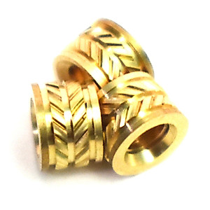 [ J&J Products, Inc ] 6-32 Brass Insert 100pcs, 0.219 in OD, 0.15 in Length, Female 6-32 Thread, Press Fitting or Injection Molding Type, 100 pcs