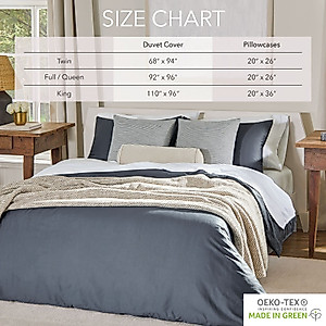 Nate Home by Nate Berkus 300TC 3-Piece Luxe Cotton Sateen Duvet Cover | Ultra Soft, Cool, Bedding Set from mDesign - King Size - 1 Duvet Cover/2 Pillow Shams, Whale (Navy Blue)