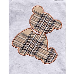 Yoxindax Toddler Baby Boy Clothes Outfits Plaid Bear Long Sleeve Hoodie Sweatshirt Patchwork Pants Spring Clothes for Boys(2-3t)