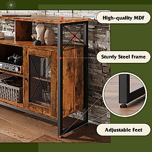 WLIVE TV Stand 55 inch TV, Tall Entertainment Center with Storage, Farmhouse Industrial TV Console for Bedroom Living Room, Rustic Brown