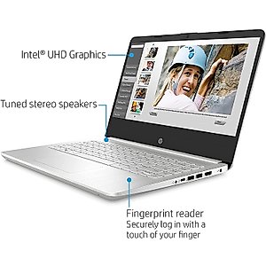 2022 New HP Flagship 14 Laptop: 14" FHD IPS Display, Dynamic 4-Core Intel i3-1125G4(Upto 3.7GHz), 8GB RAM, 256GB SSD, UHD Graphics, Backlit-KYB, FP-Reader, WiFi, Fast Charge, HDMI, USB-C, Win10S, TF