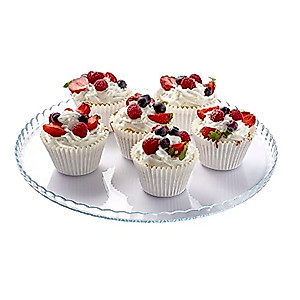 Pasabahce Premium Clear Glass Servicing Tray, Uniqe Desing Cake Stands, Server Plate, Great For Cup Cakes, Cookies, Snacks, and Fruits, Perfect for Parties, Gifts, Housewarming, Weddings, Anniversary