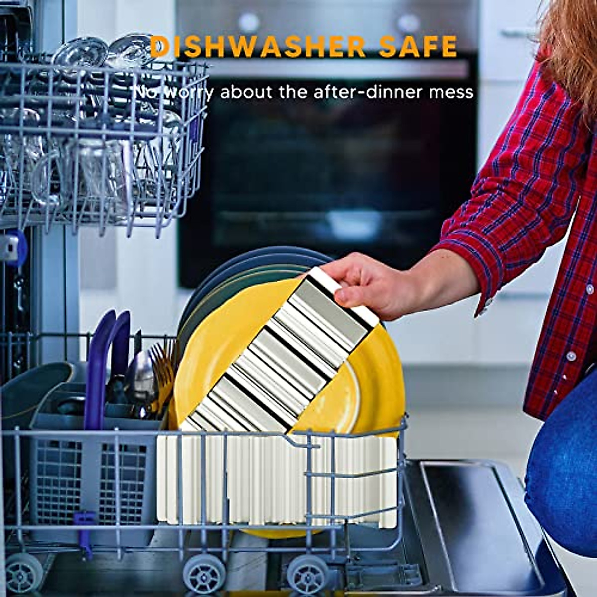 Taco Holder, Taco Stand, Taco Holders Set of 4, Stainless Steel Taco Rack with Handles, Each Metal Taco Tray Plates Holds Up to 2 or 3 Hard or Soft Taco Shells, Oven Grill and Dishwasher Safe