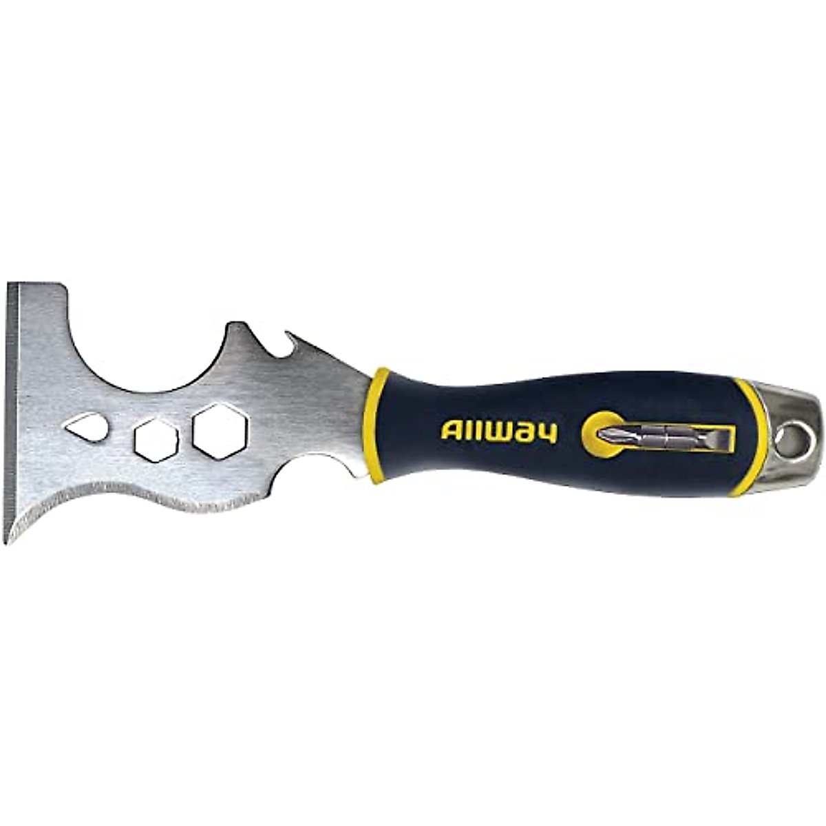 ALLWAY DSXG16 Soft Grip 16-in-1 Painter's Multi Tool with Hammer End and 2 Screwdriver Bits