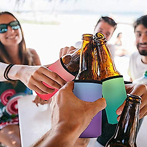 Slim Can Cooler Sleeves, 12oz Skinny Blank Neoprene Beer Can Cooler, Soft Insulated Reusable DIY Personalized Cooler for Water Bottle Soda, for Parties Weddings Events (Bright, 12)