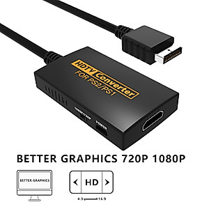 IQIKU PS2 HDMI Adapter , HDMI Converter for PS1/PS2 with True RGB Signal Output in 720p/1080p Resolution
