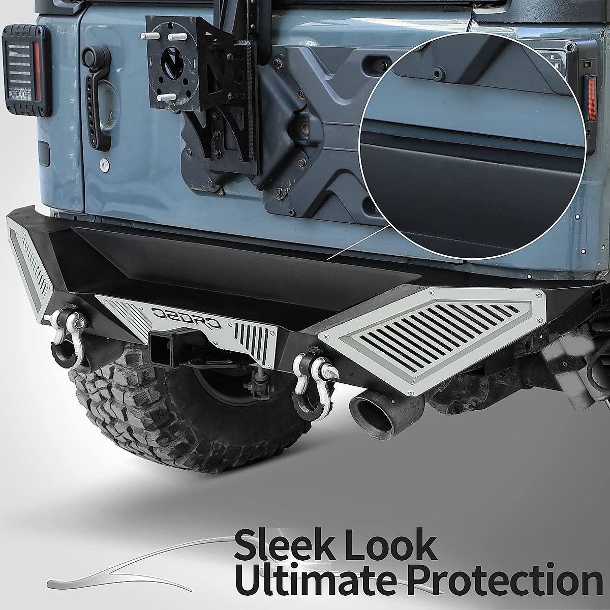 OEDRO Rear Bumper Combo Compatible with 2007-2018 Jeep Wrangler JK & Unlimited JKU (2/4 Doors), Off Road Full Width with Hitch Receiver & D-Rings & Paintable Armor