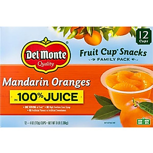 Del Monte Mandarin Orange in 100% Juice Snack Cups, 4-Ounce Cups (Pack of 12)