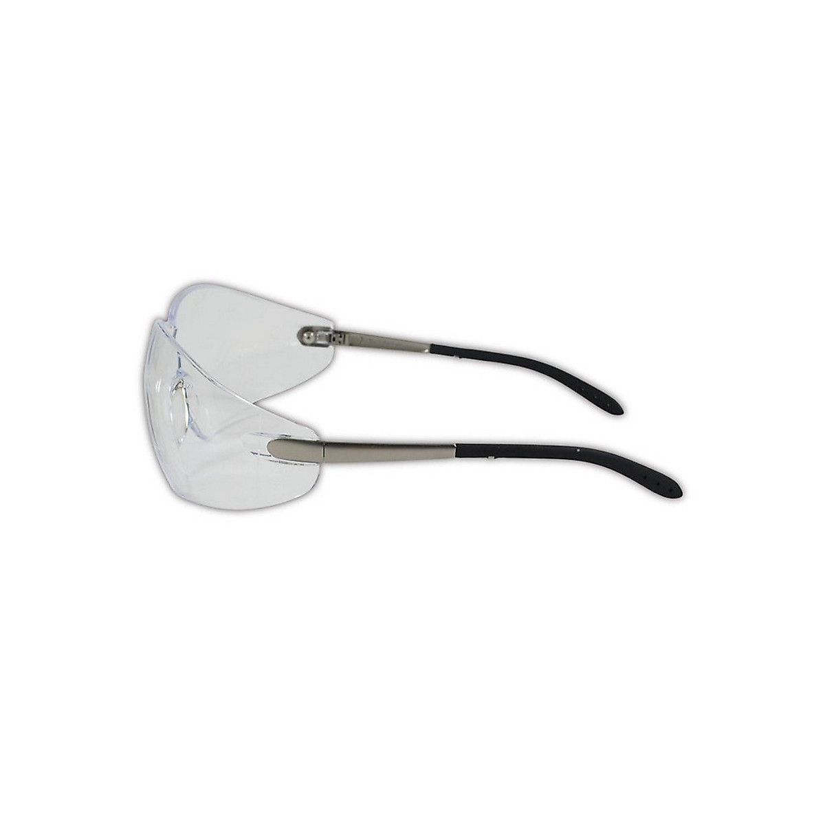 MCR Safety S2110 Blackjack Safety Glasses with Chrome Temple and Polycarbonate Scratch-Resistant Lens, Standard, Clear